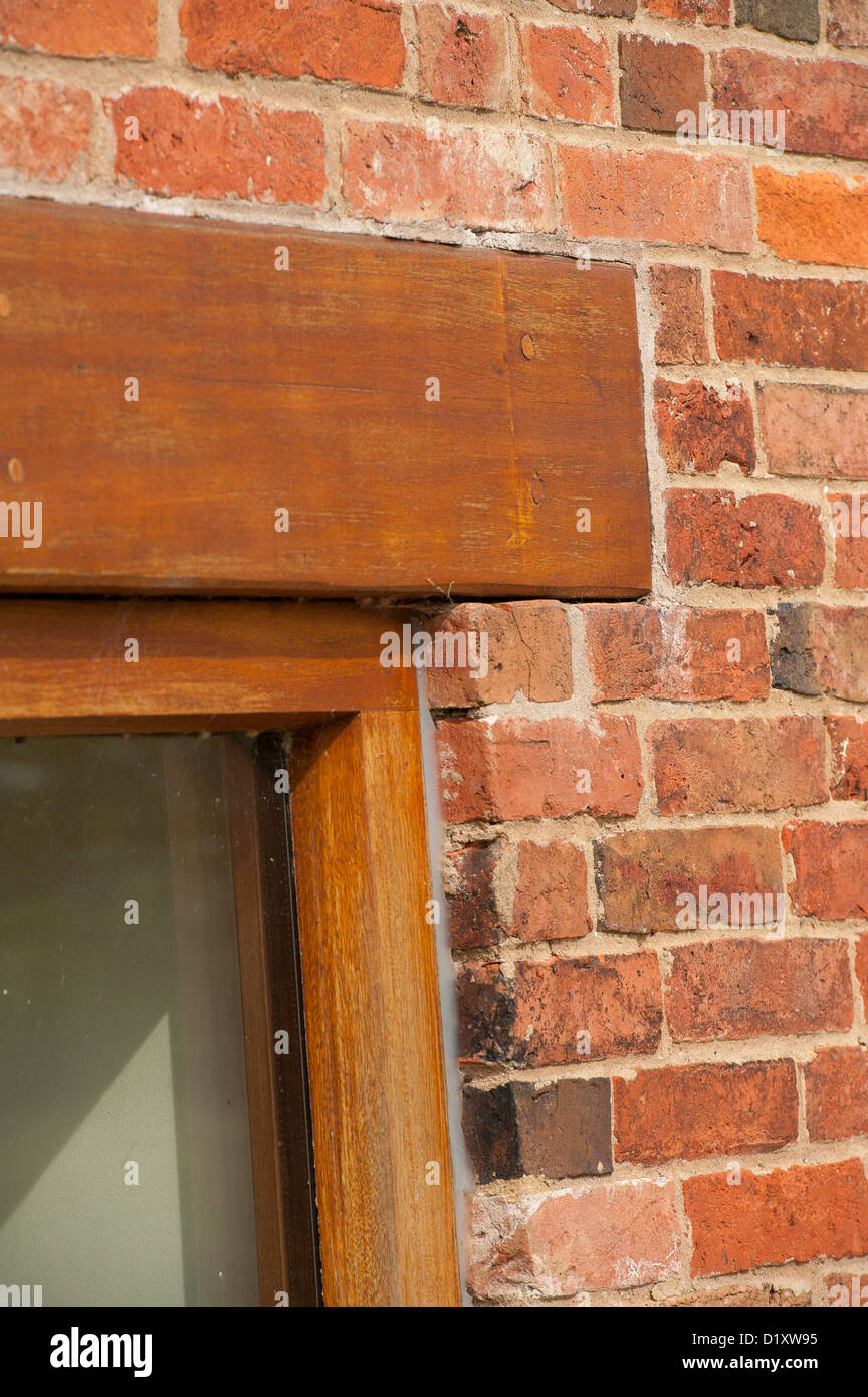 Close up of wooden beam on the outside of a newly built house Stock ...