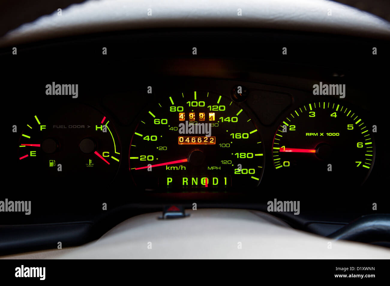 A close up of the front instrument panel or dashboard of a modern ...