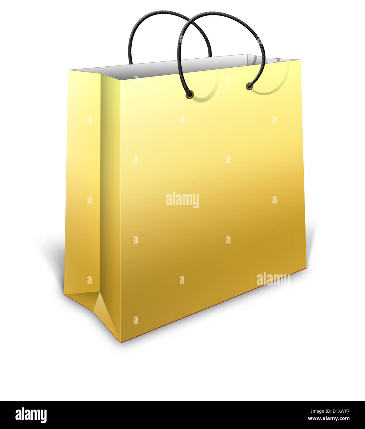 3D gold shopping bag for gifts on white background Stock Photo - Alamy
