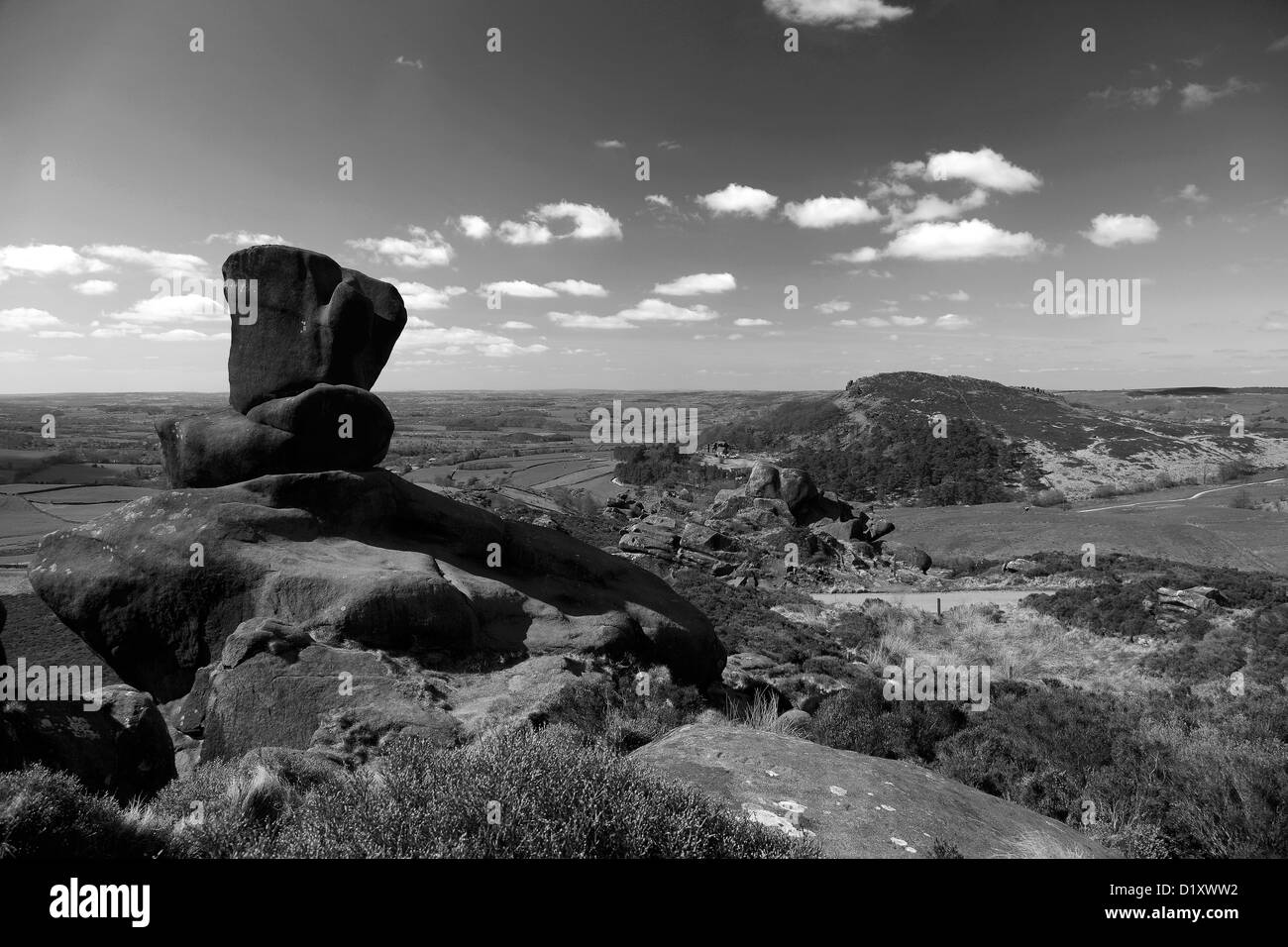 Summer view over the rock formations of the Ramshaw Rocks ...