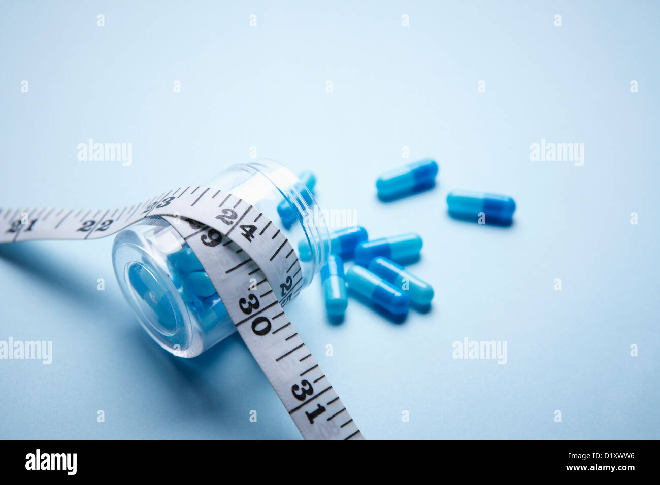 measurement tape surrounding a capsule case Stock Photo - Alamy