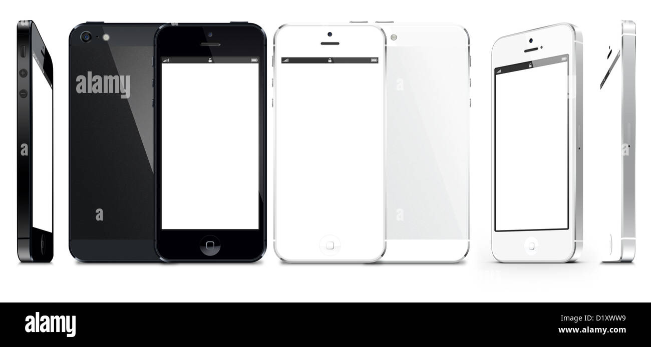 all sides touchscreen smartphone. Iphone black and white front and back ...