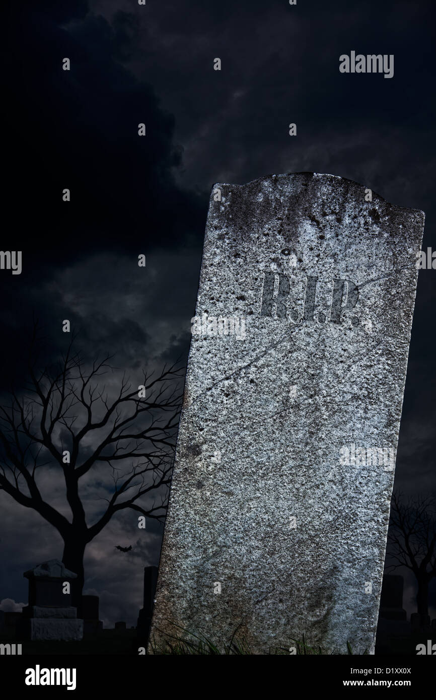 Blank Gravestone At Night