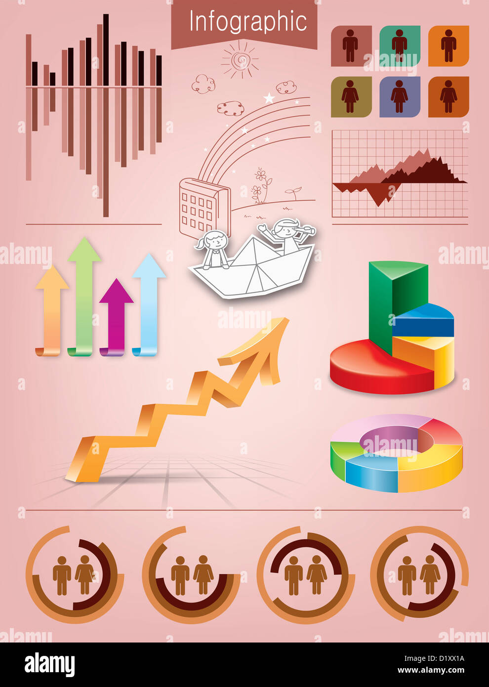infographic design of different sorts of colourful graphs Stock Photo ...