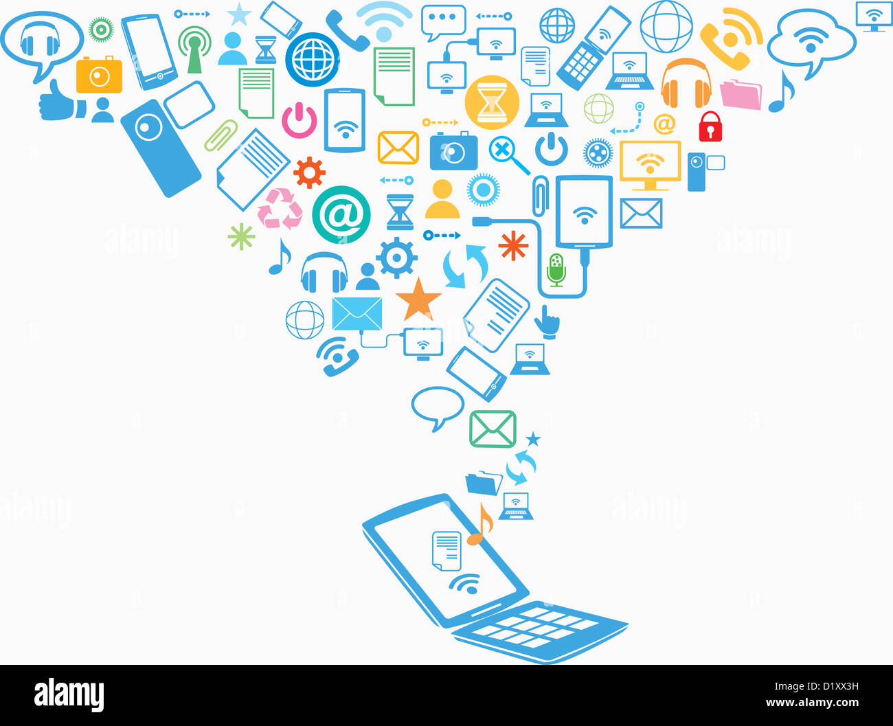 illustration of application icons floating from a mobile phone Stock ...
