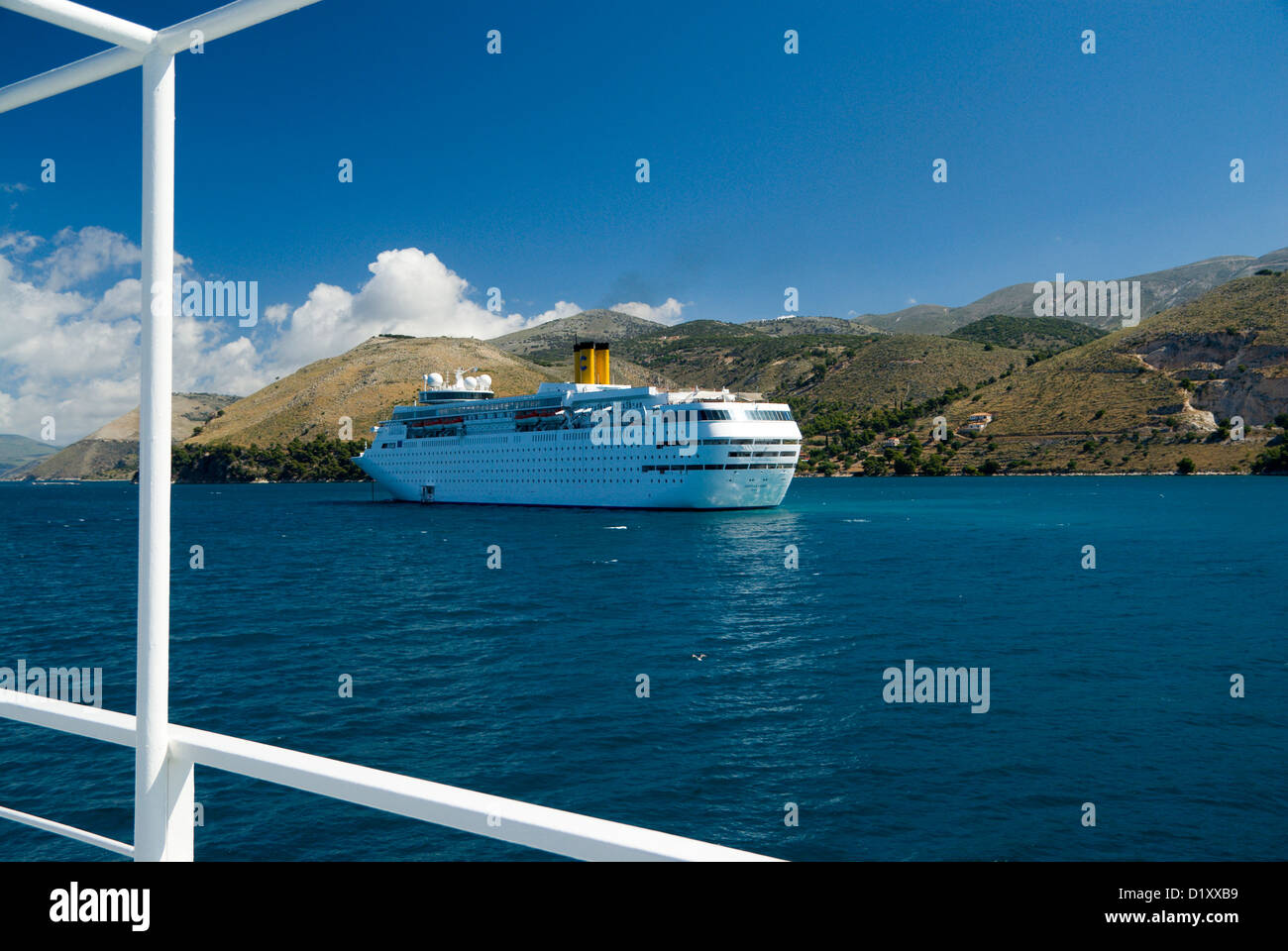 Cruise ship Costa Classica, with Mount Enos in distance, Argostoli Bay ...