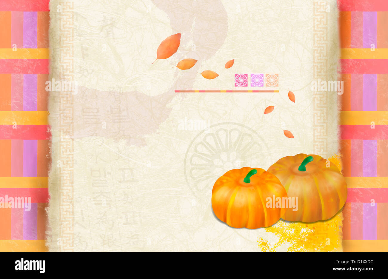ppt template illustration of Korean design and pumpkin Stock Photo - Alamy