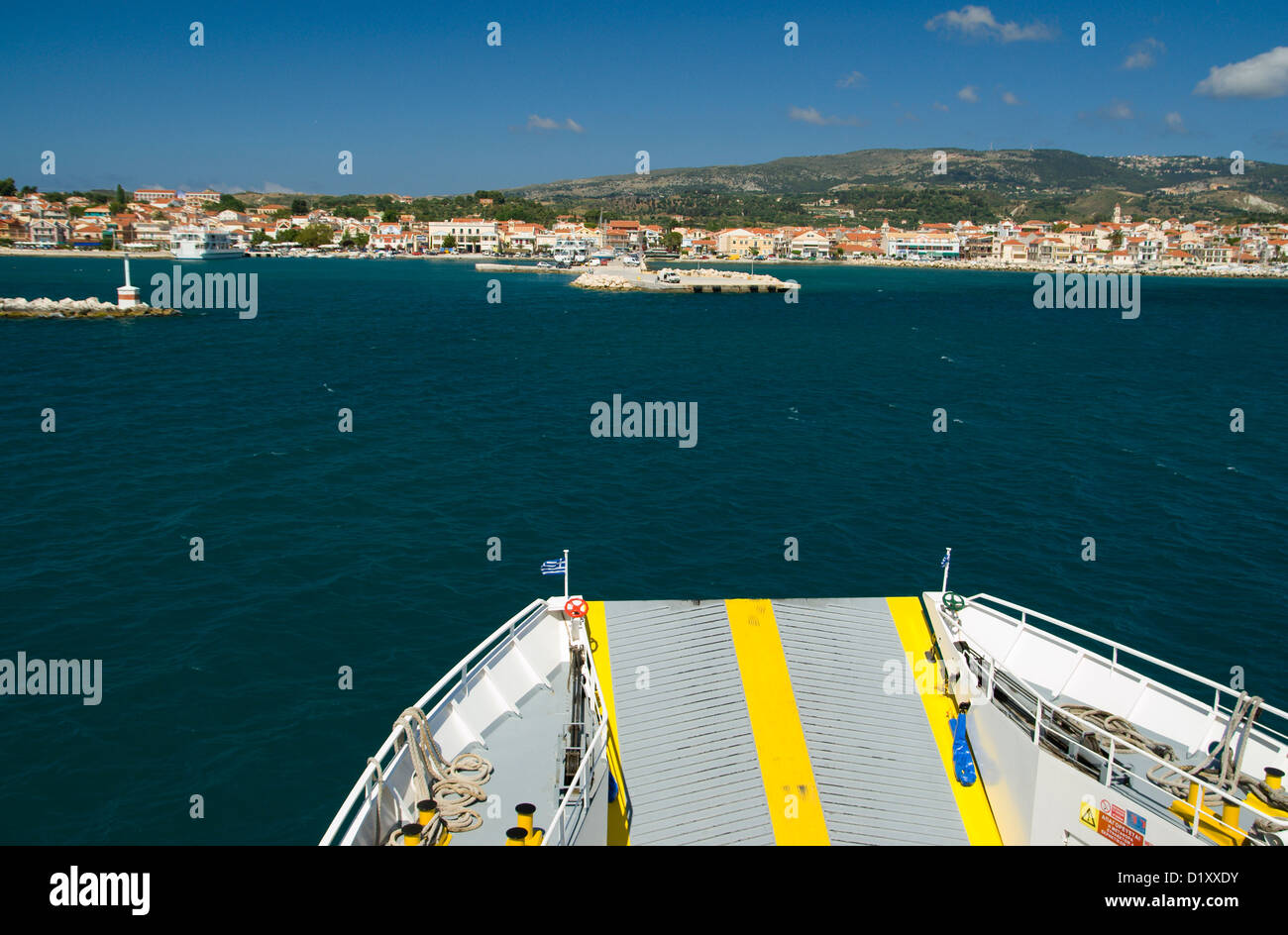 Lixouri from the Argostoli Lixouri farry, Paliki Peninsula, Kefalonia ...