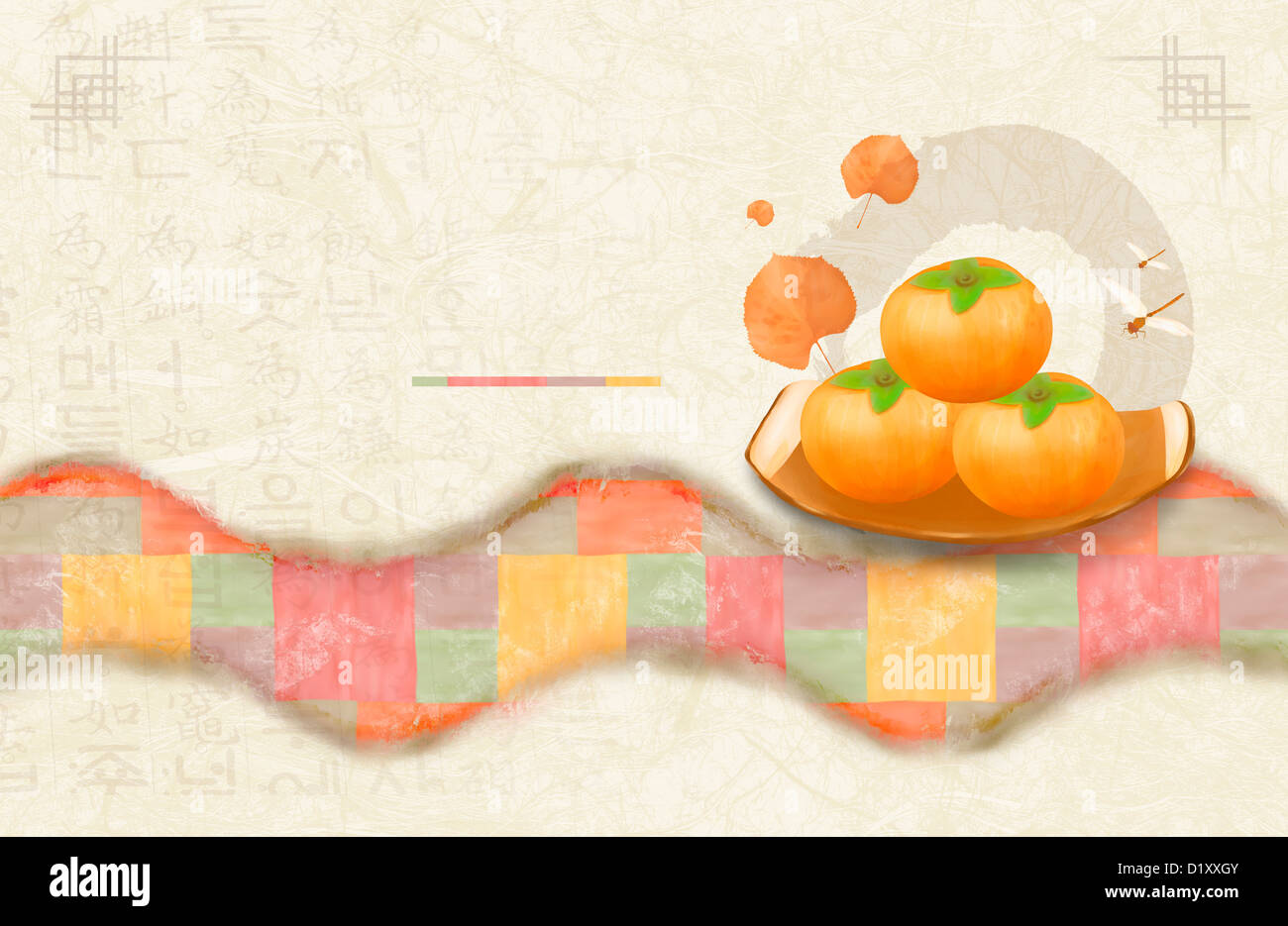 ppt template illustration of Korean design with persimmon Stock Photo ...