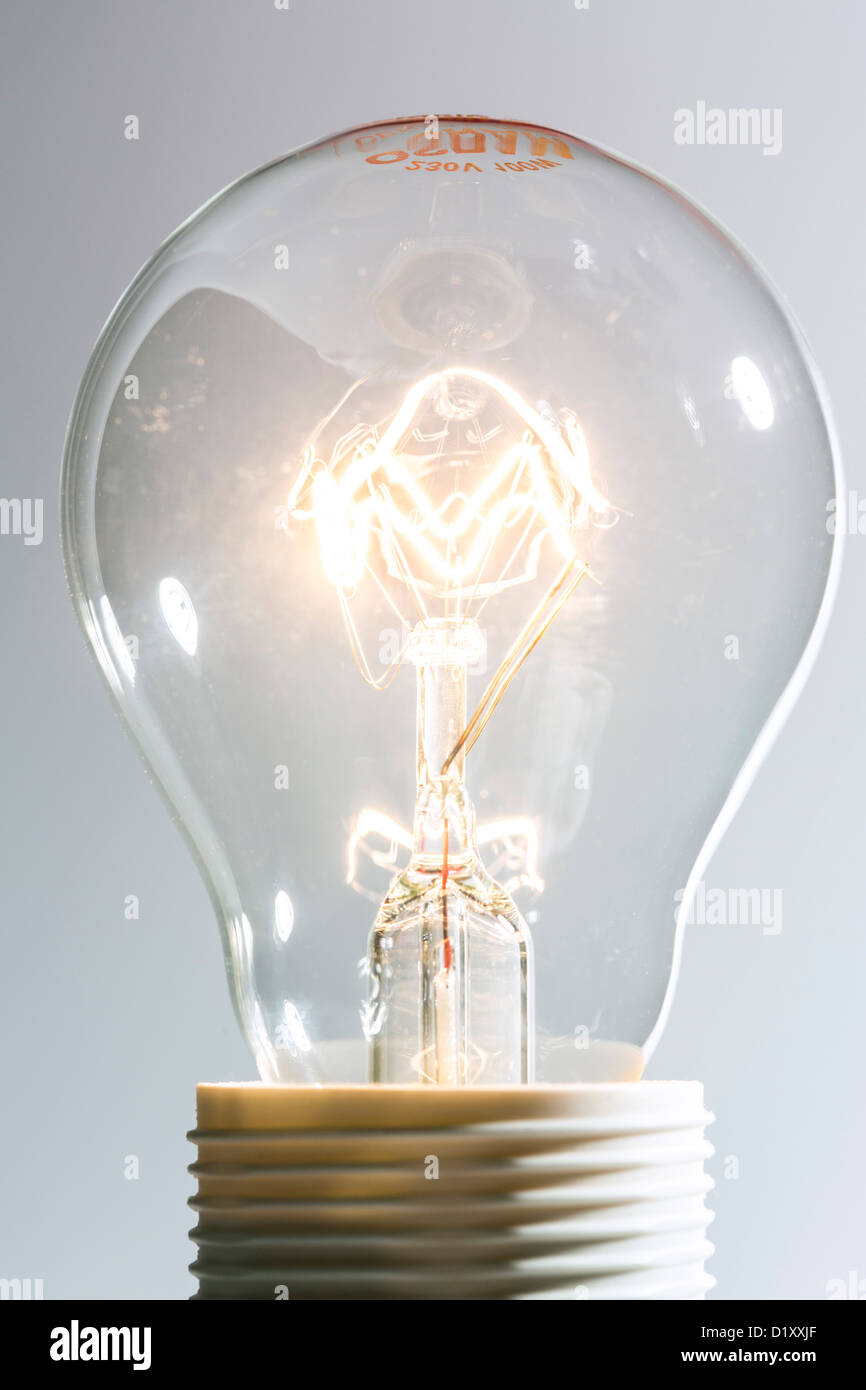 Normal 100 watt light bulbs. Electric light Stock Photo - Alamy
