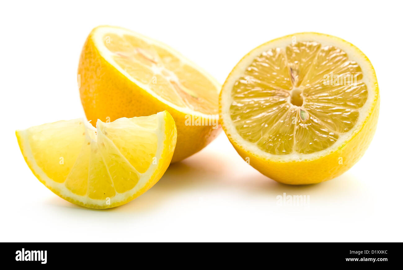 Fresh lemons sliced on Cut Out Stock Images & Pictures - Alamy