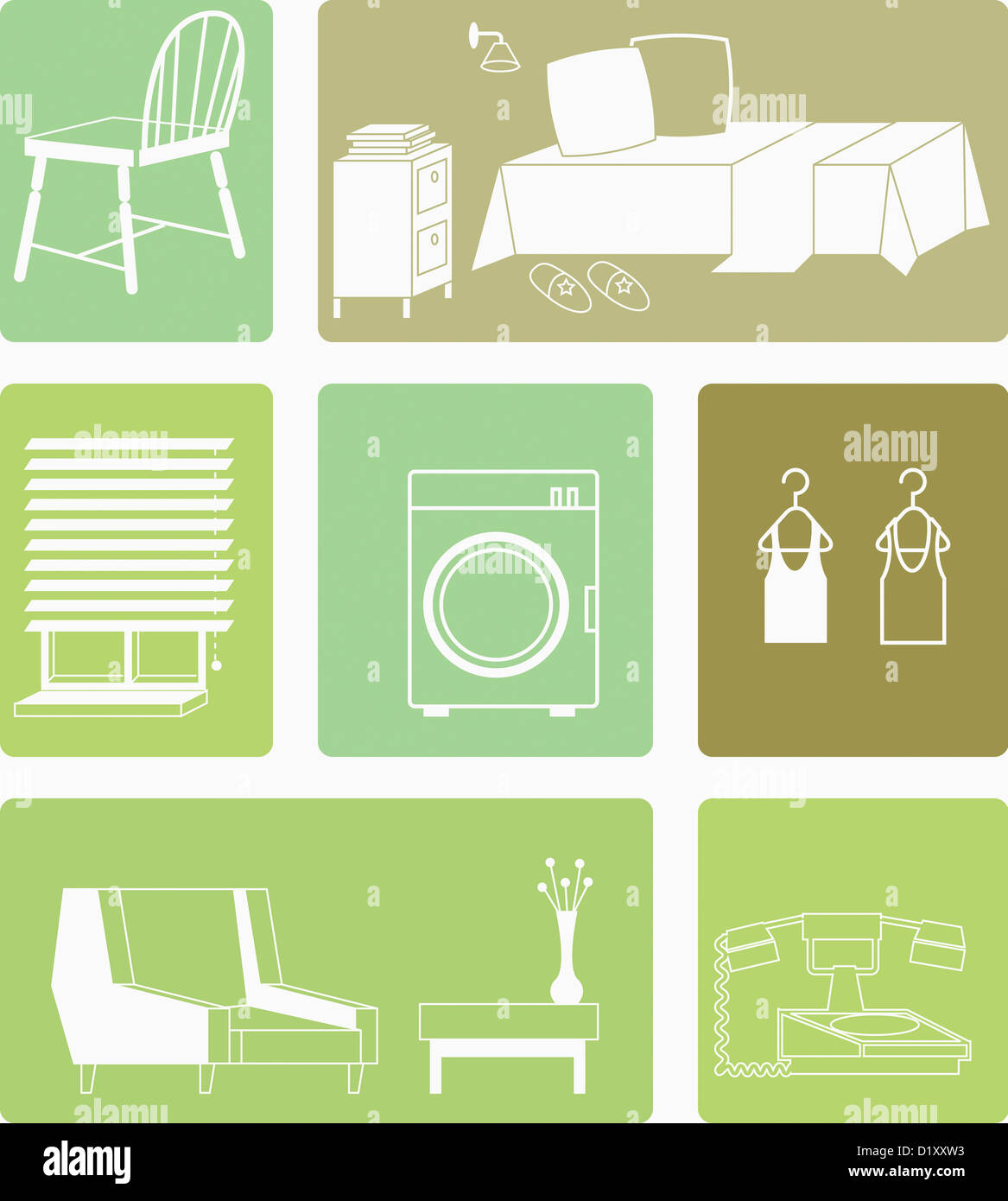 green illustration of house objectives Stock Photo - Alamy