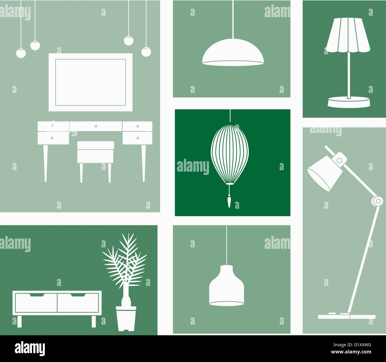 green illustration of house lights Stock Photo - Alamy