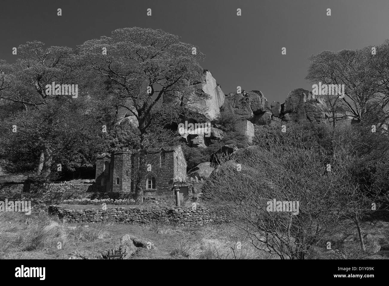 View of Rock Hall Cottage which lies at the bottom of the Roaches ...