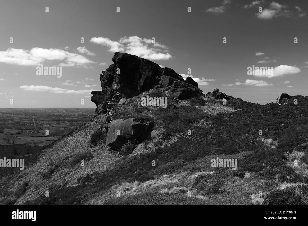 Summer view over the rock formations of the Roaches Rocks ...