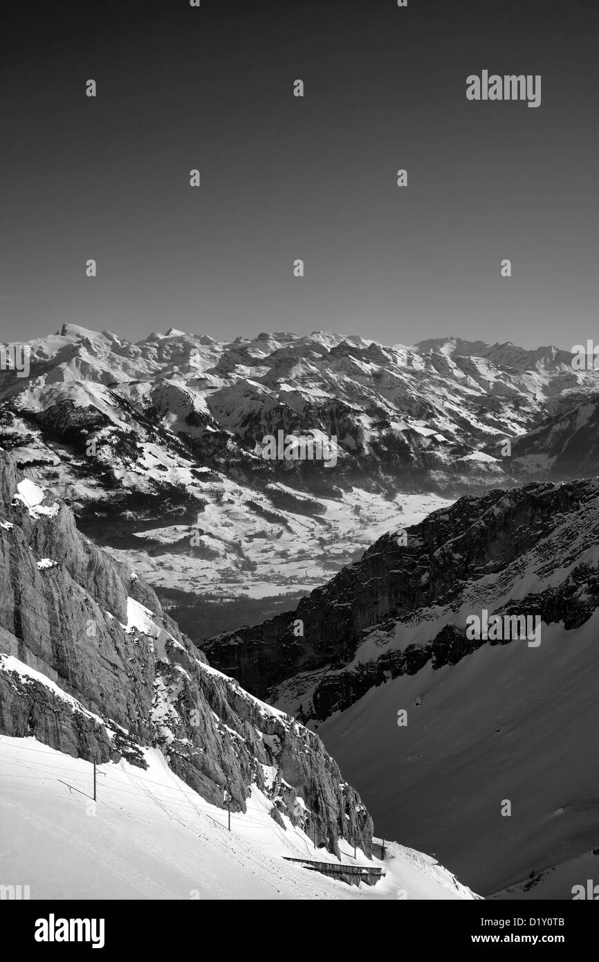 Winter Snow Capped Swiss Alps Mountains from Mount Pilatus ...