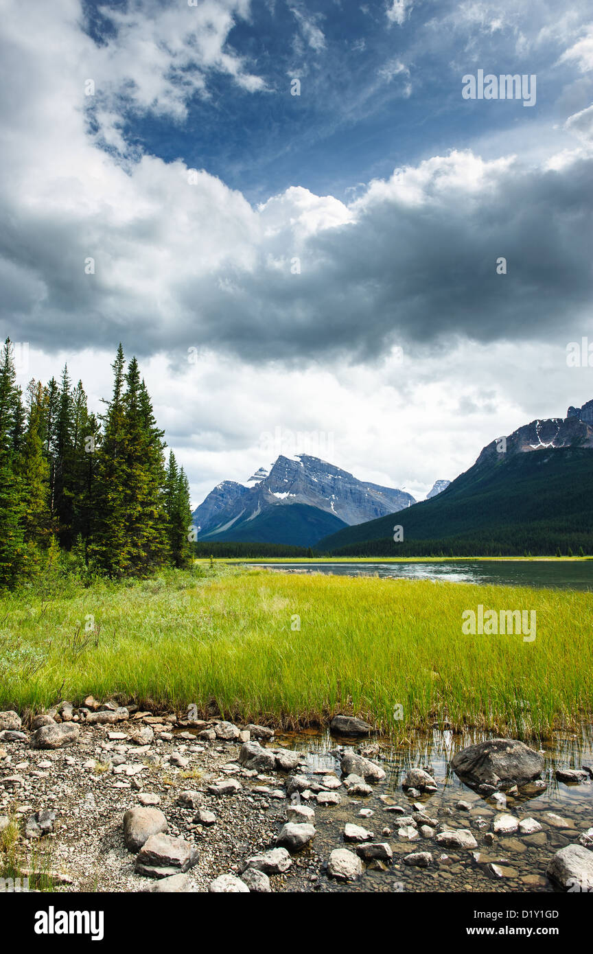 mistaya lake panorama on the icefield parkway in banff national park ...