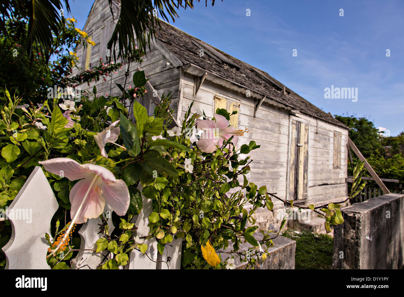 Old clapboard house in Dunmore Town, Harbour Island, The Bahamas Stock ...