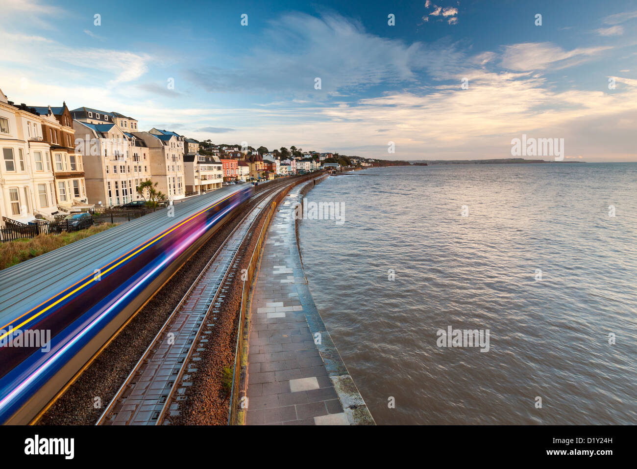 Dawlish seafront and rail track, Devon, England, United Kingdom, Europe ...