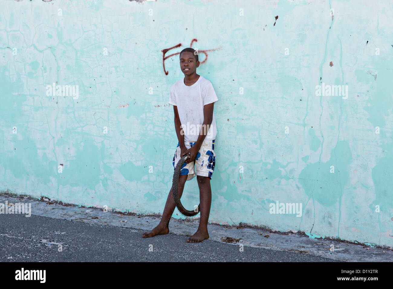 Bahamian boy in Dunmore Town, Harbour Island, The Bahamas Stock Photo ...