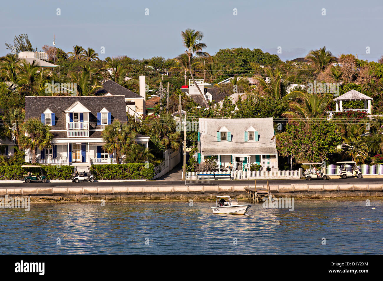 View of Dunmore Town from Government Dock, Harbour Island, The Bahamas ...