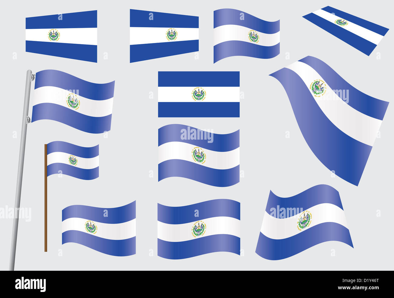 set of flags of El Salvador Stock Photo - Alamy
