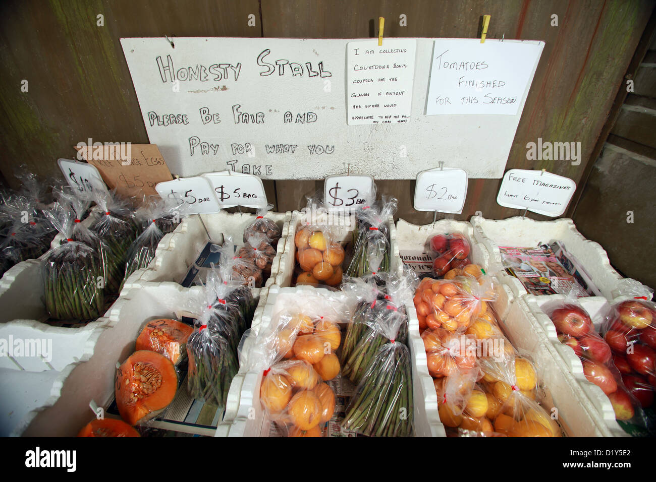 An honesty stall in Blenheim, Marlborough, New Zealand Stock Photo - Alamy