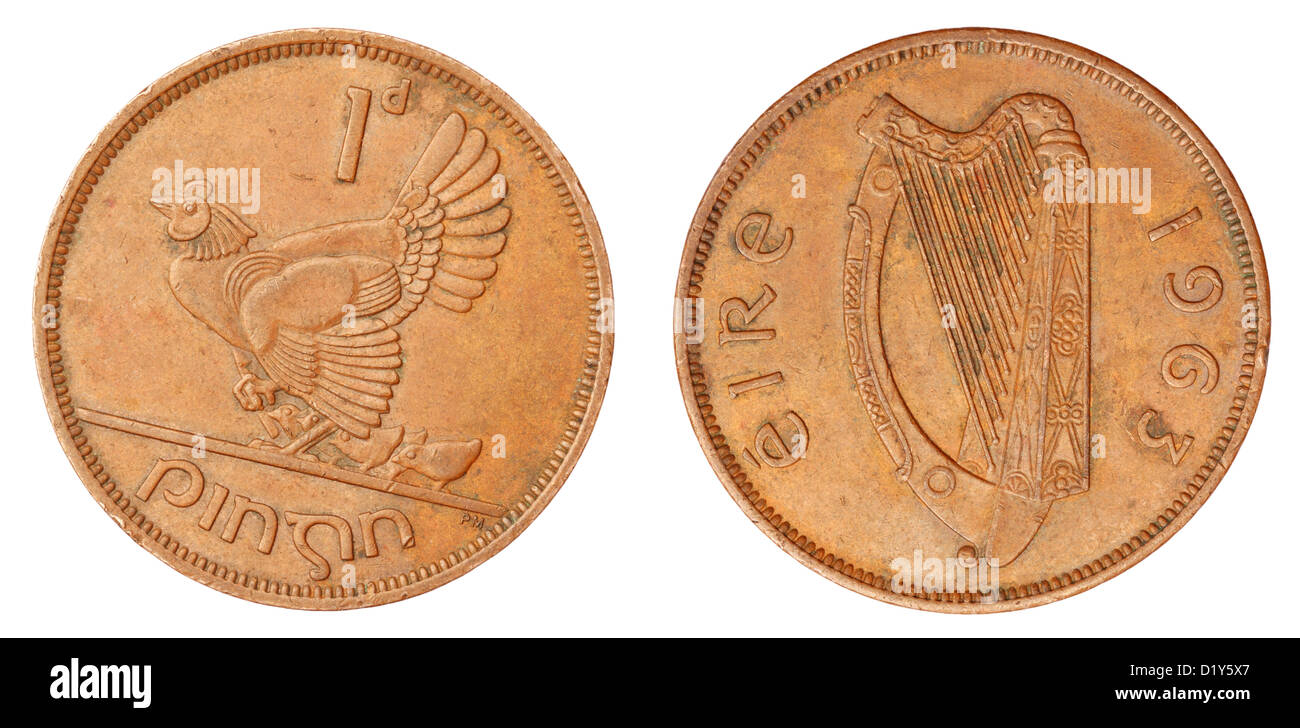Old Irish Coin of Hen Penny 1d of 1963 Stock Photo - Alamy