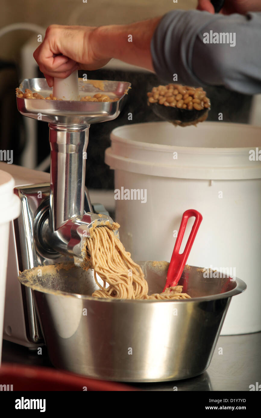 Takehito Maeda making miso in his kitchen at Nelson, New Zealand Stock ...