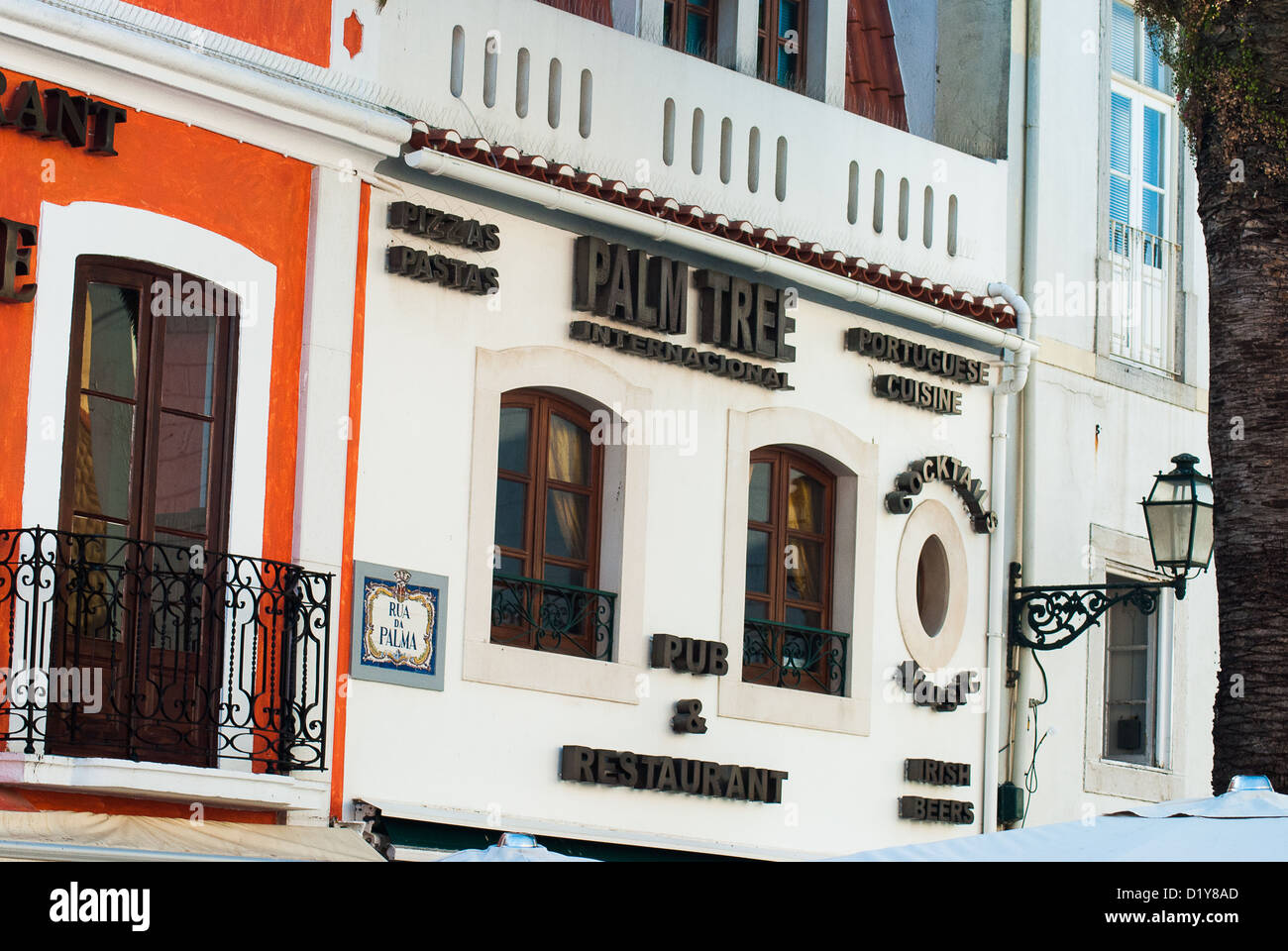 Palm Tree pub in cascais Portugal Stock Photo - Alamy