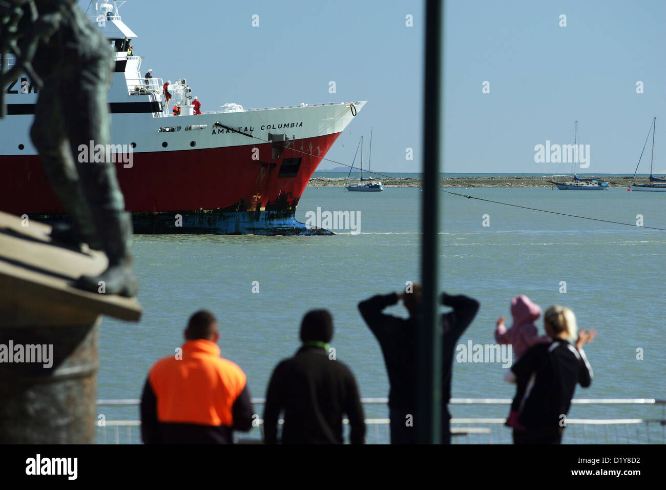 Fire damaged trawler Amaltal Columbia is towed back into home port of ...