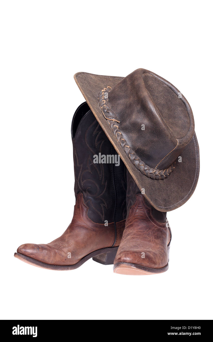 Cowboy boots and hat Stock Photo - Alamy