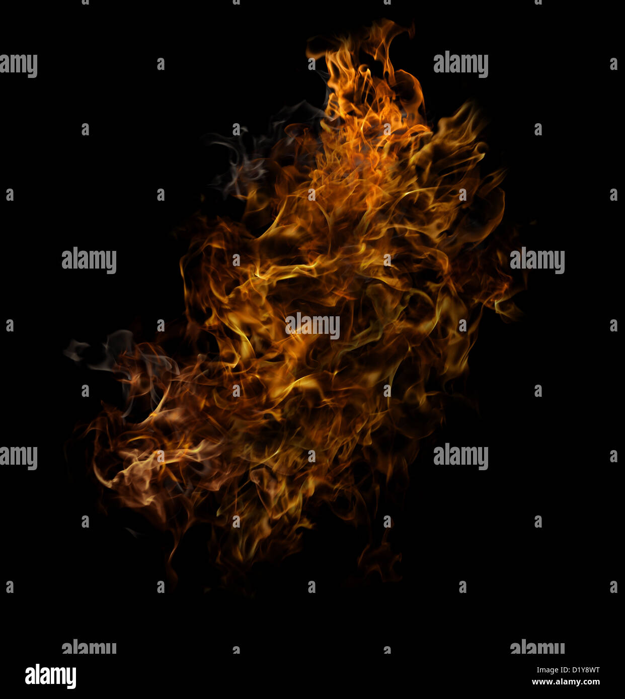 Fire flames on black background Stock Photo - Alamy