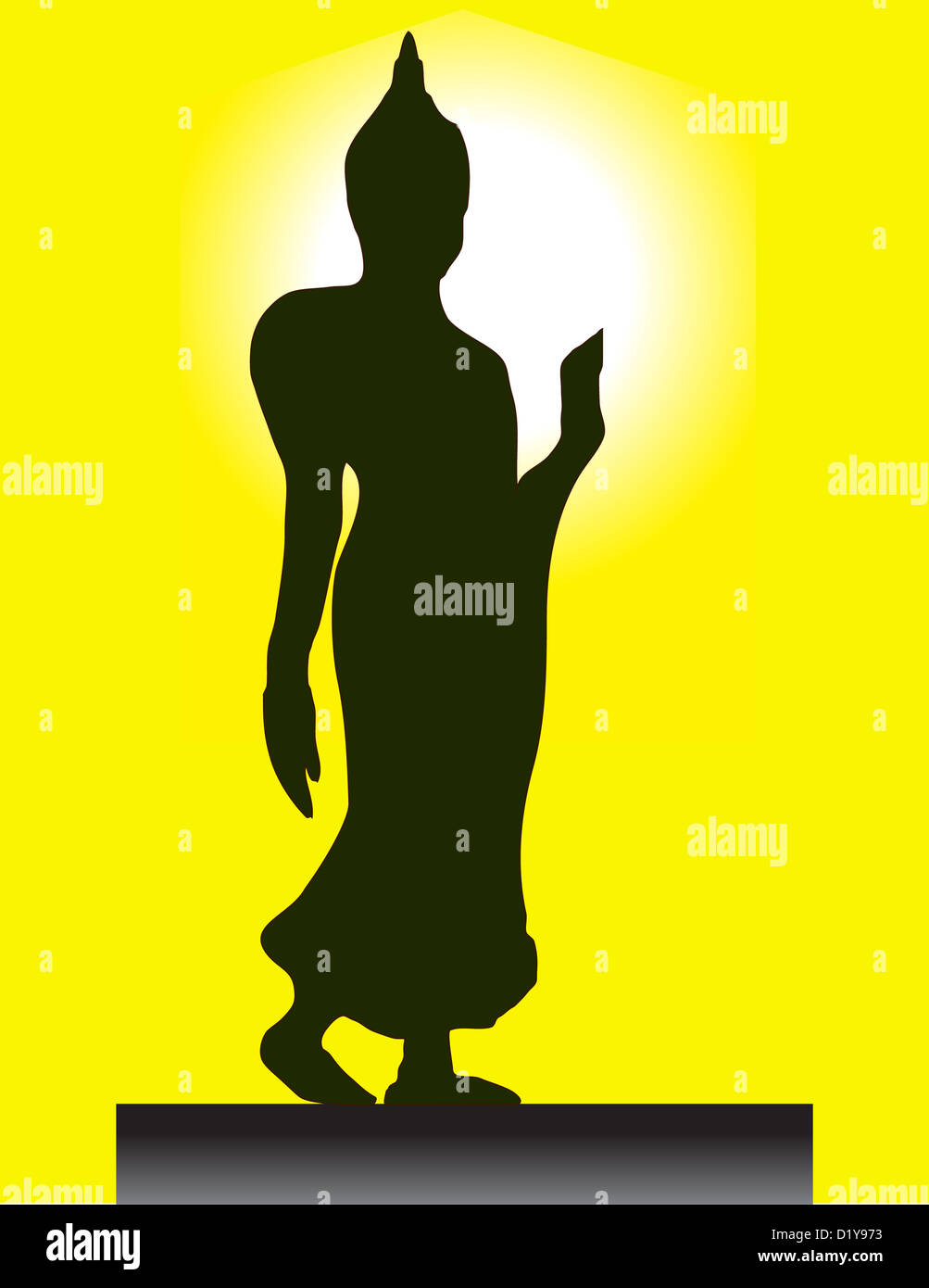 Walking Buddha Posture Image with Ring of the Light Stock Photo - Alamy