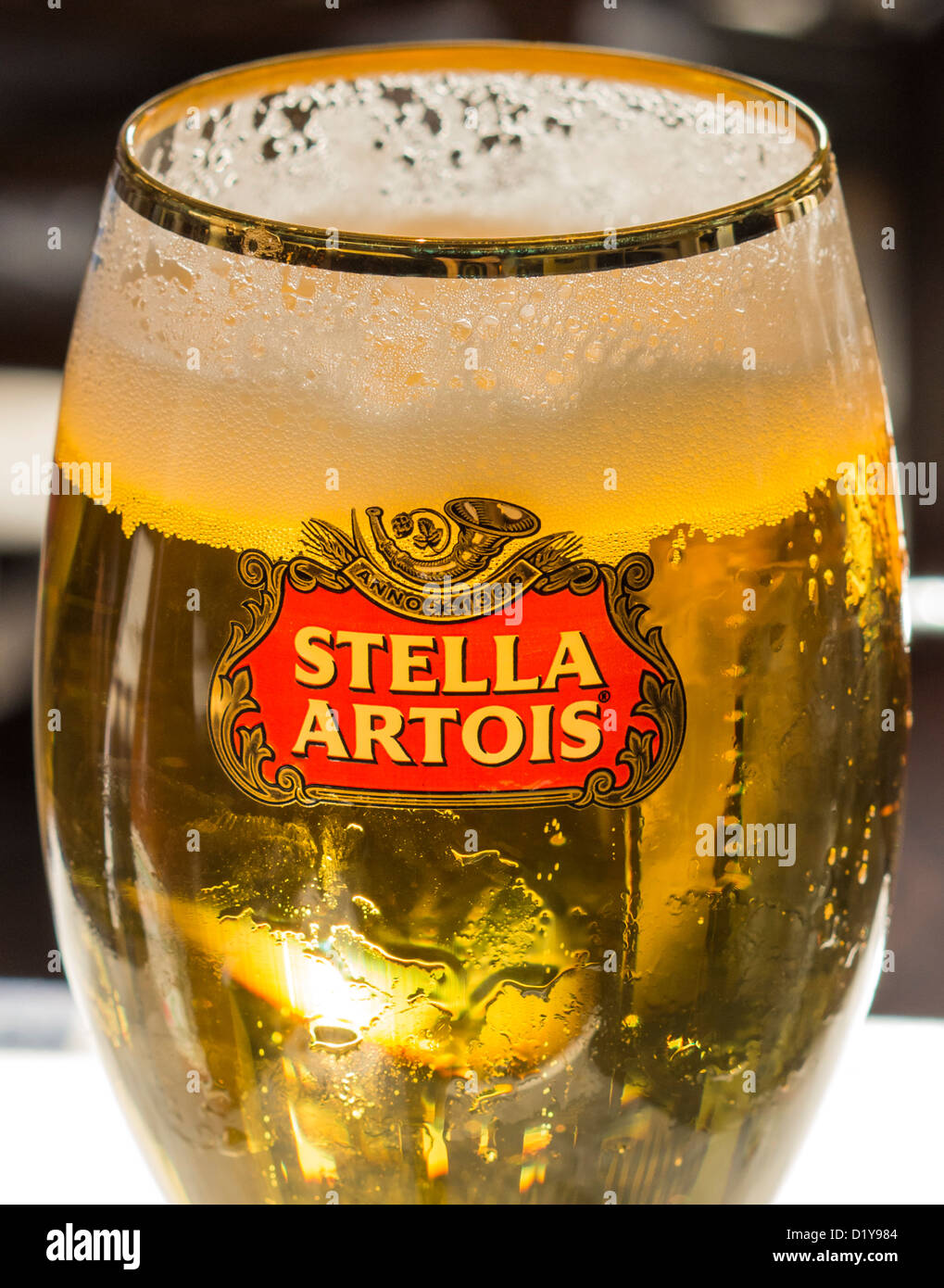 After the first sip of a cool Stella Artois Stock Photo - Alamy