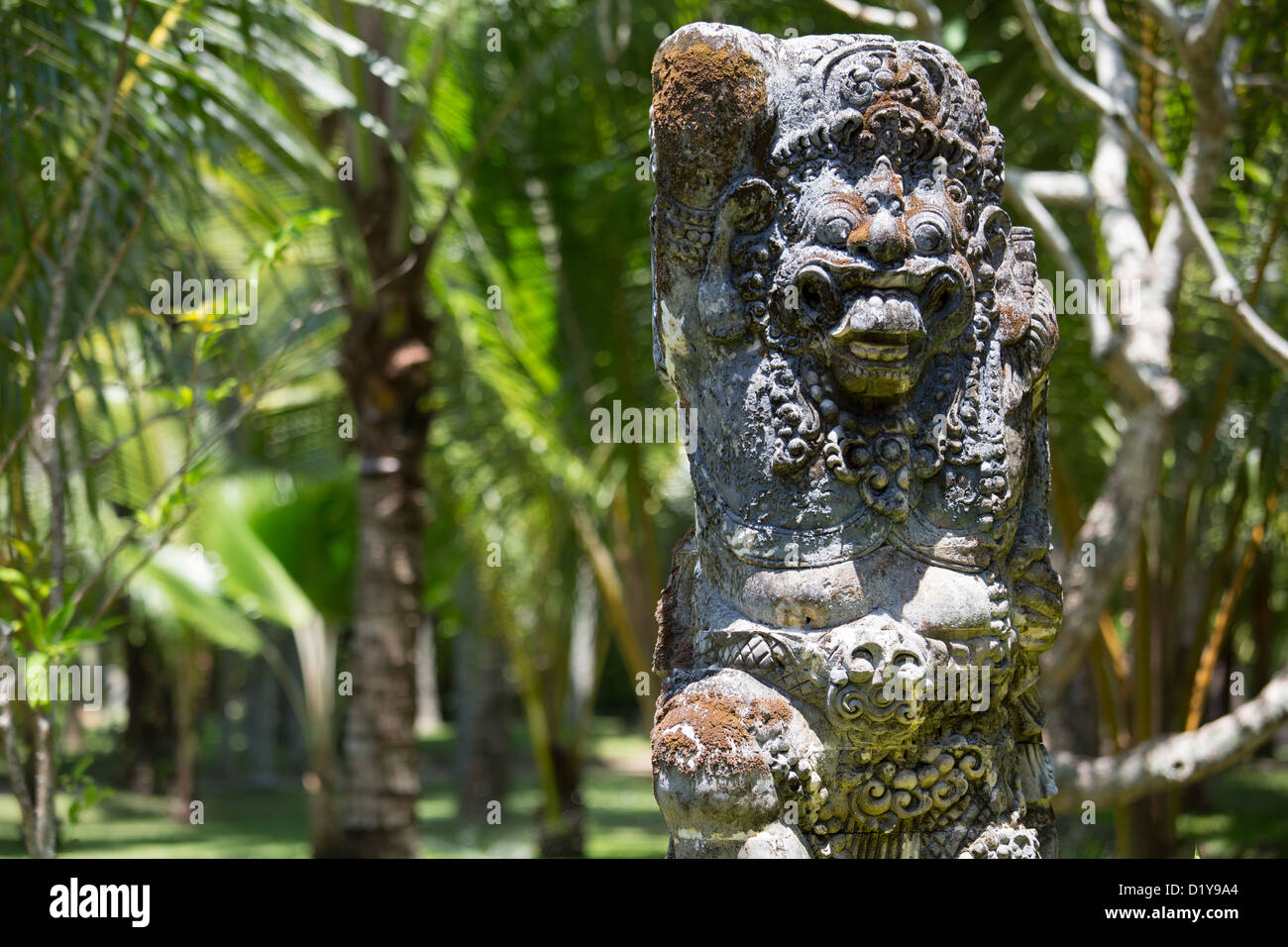 Balinese statue in the traditional gardens, Hyatt Regency Sanur, Bali ...