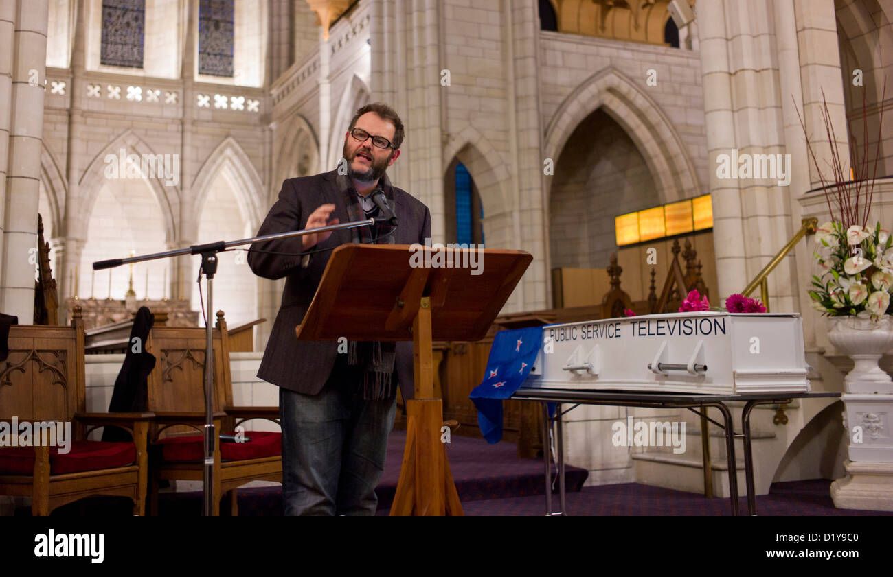New Zealand political commentator Martyn Bradbury officiating at the ...
