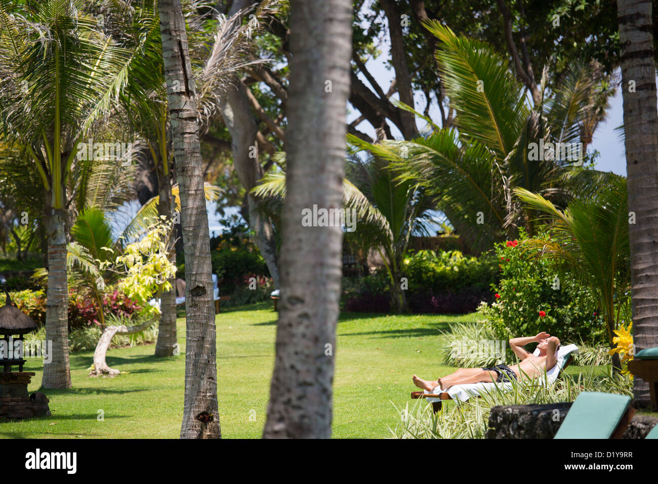 Sunbathing on the grounds, Hyatt Regency Sanur, Bali, Indonesia Stock ...