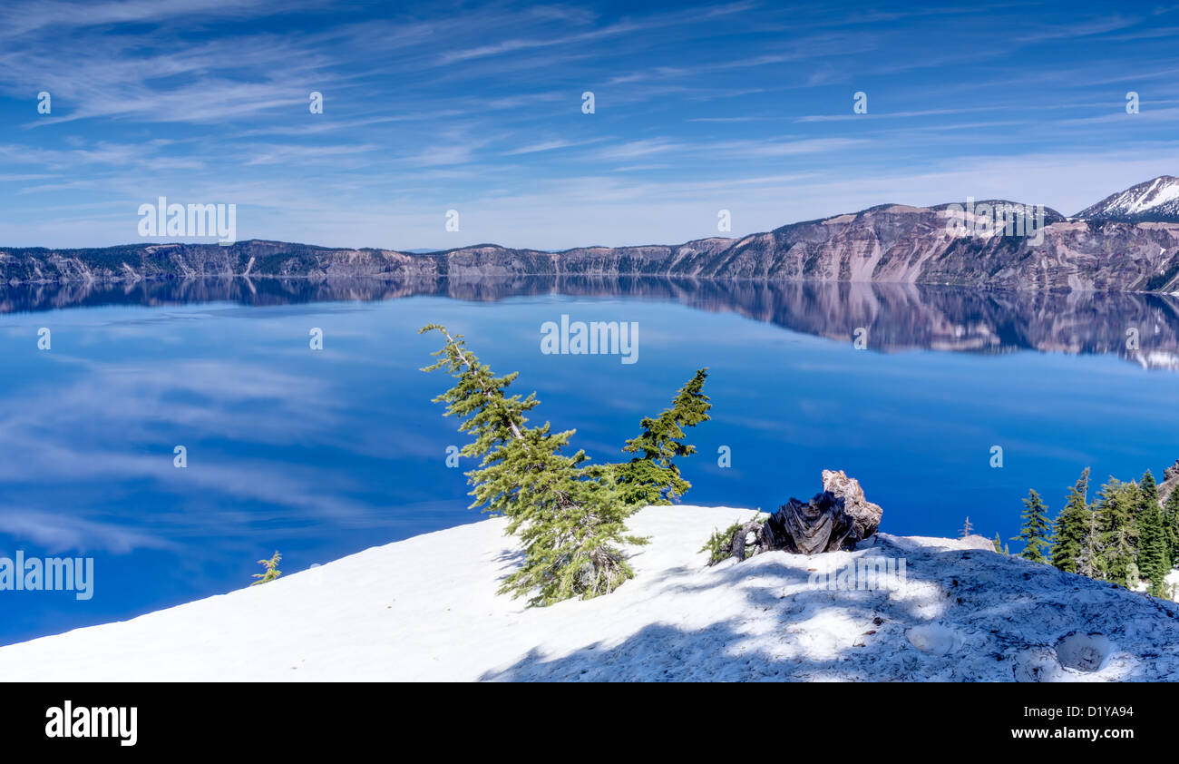 The rim wall of Crater Lake is the edge of an ancient volcanic crater ...