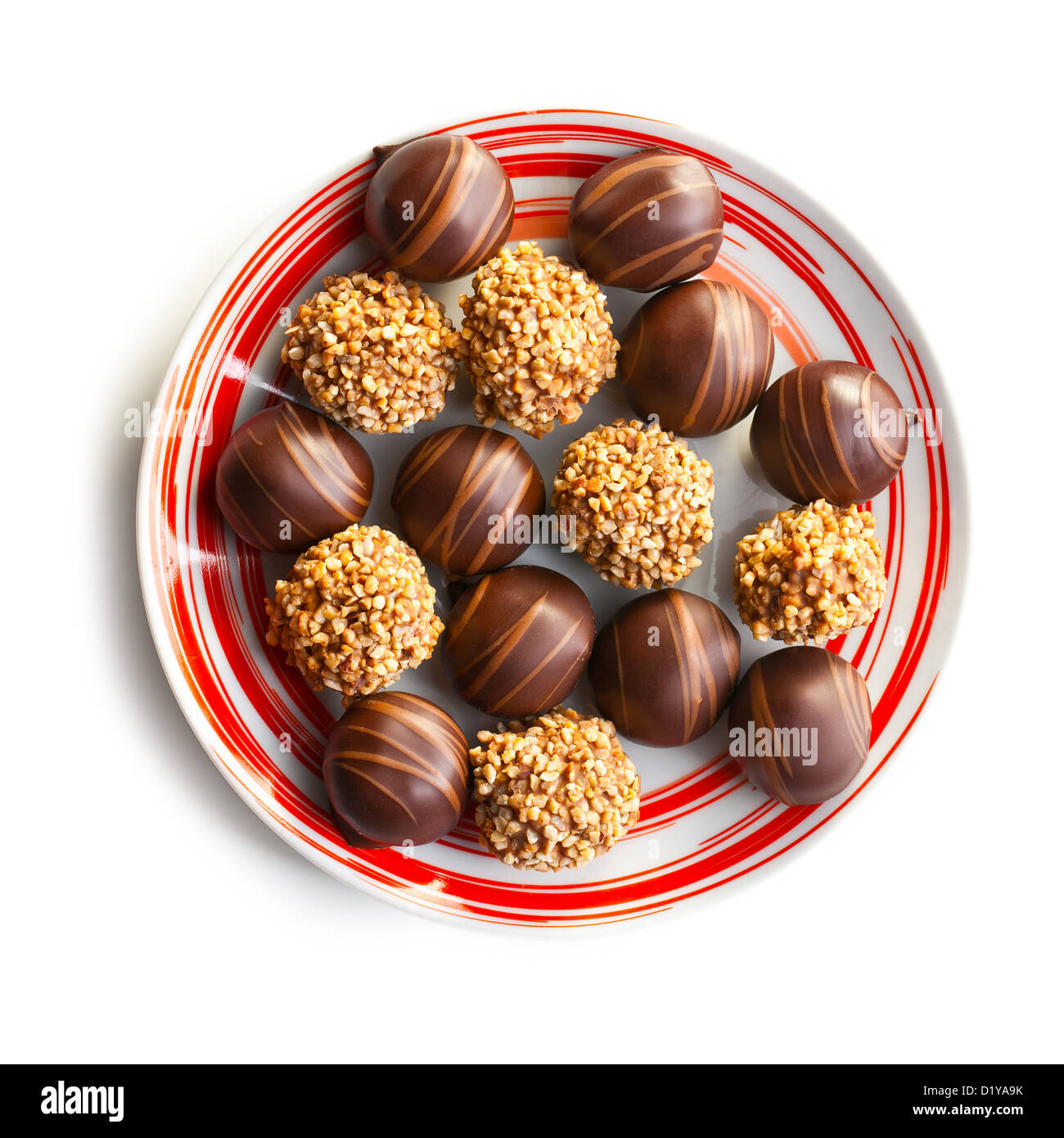 the chocolate pralines in plate Stock Photo - Alamy
