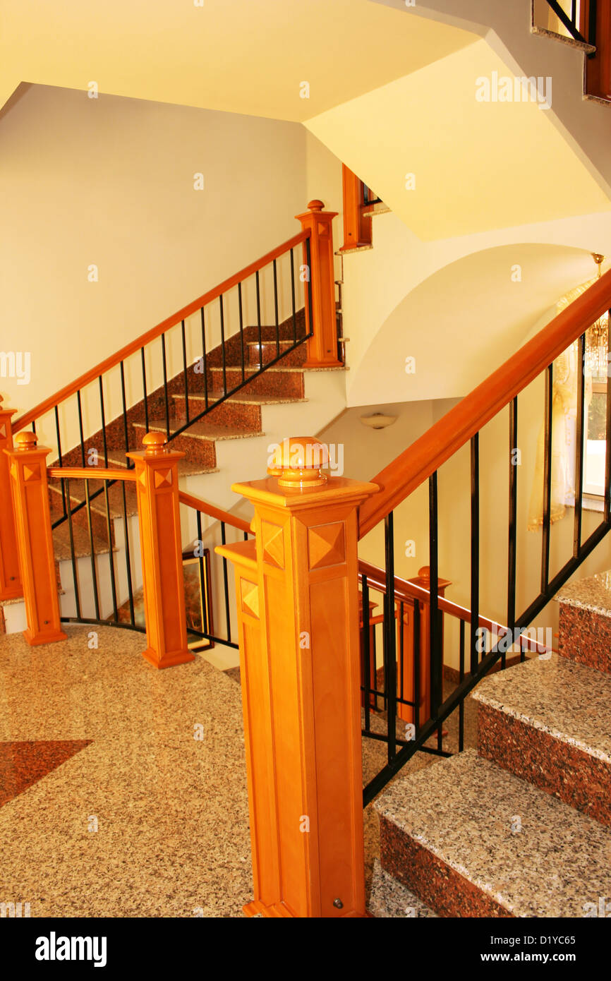 Staircase in luxurious house, vertical picture Stock Photo - Alamy