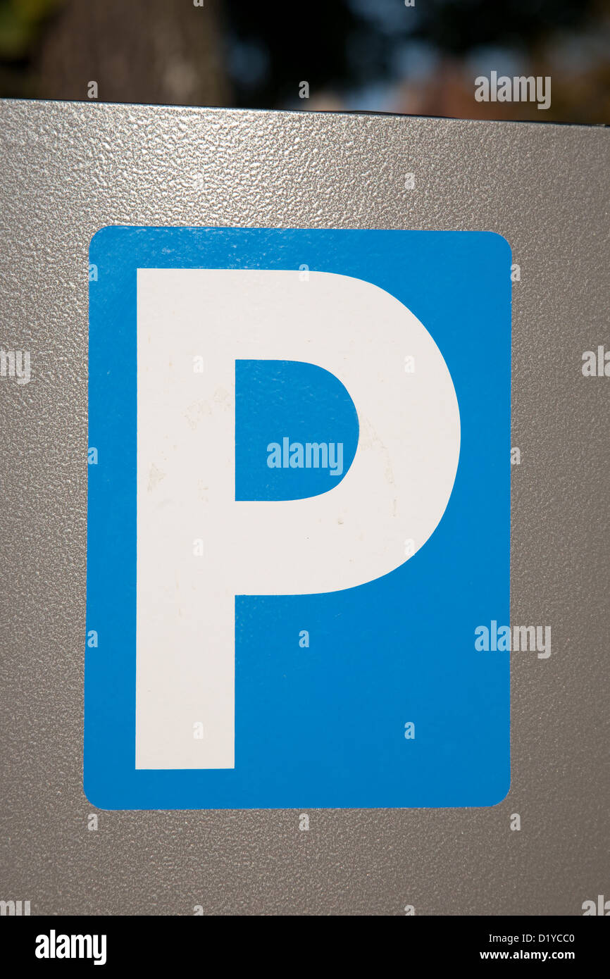 Blue Parking Sign on Silver Background Stock Photo - Alamy