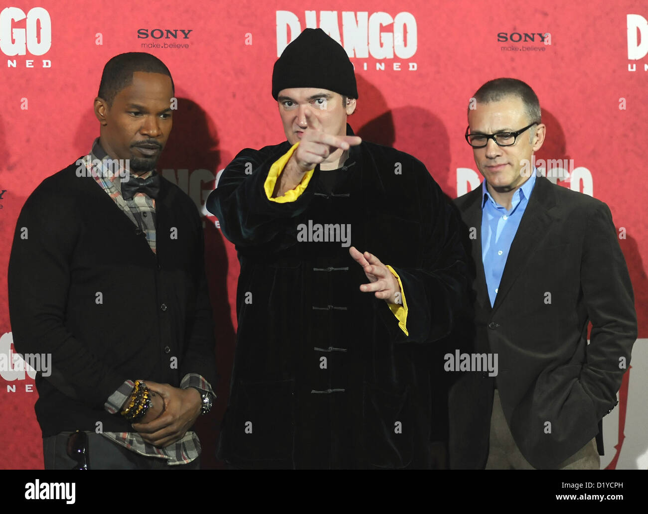 US actor Jamie Foxx (L), US film director Quentin Tarantino (C) and ...
