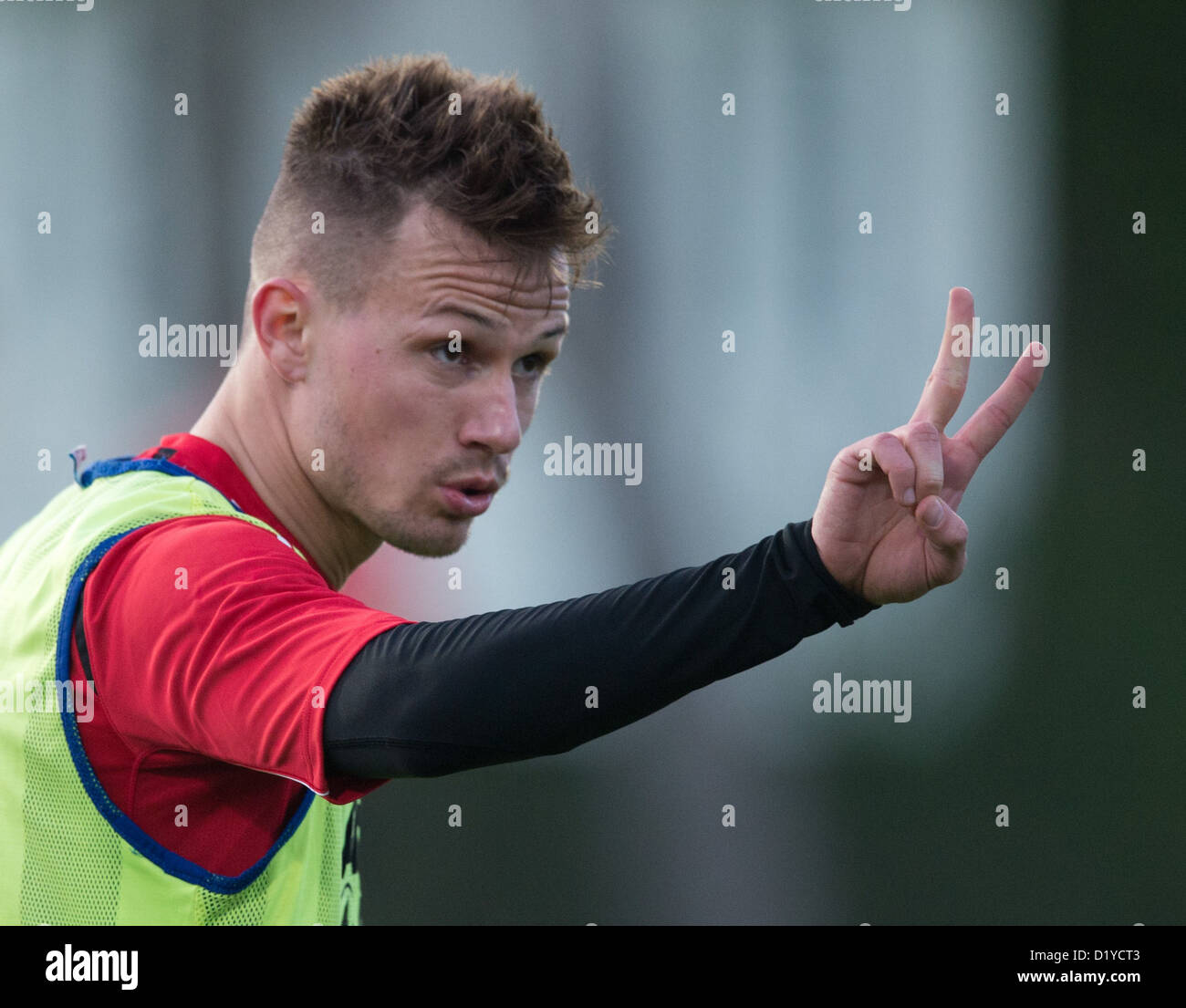 Augsburg's player Ronny Philp gestures to a teammate during a practice ...