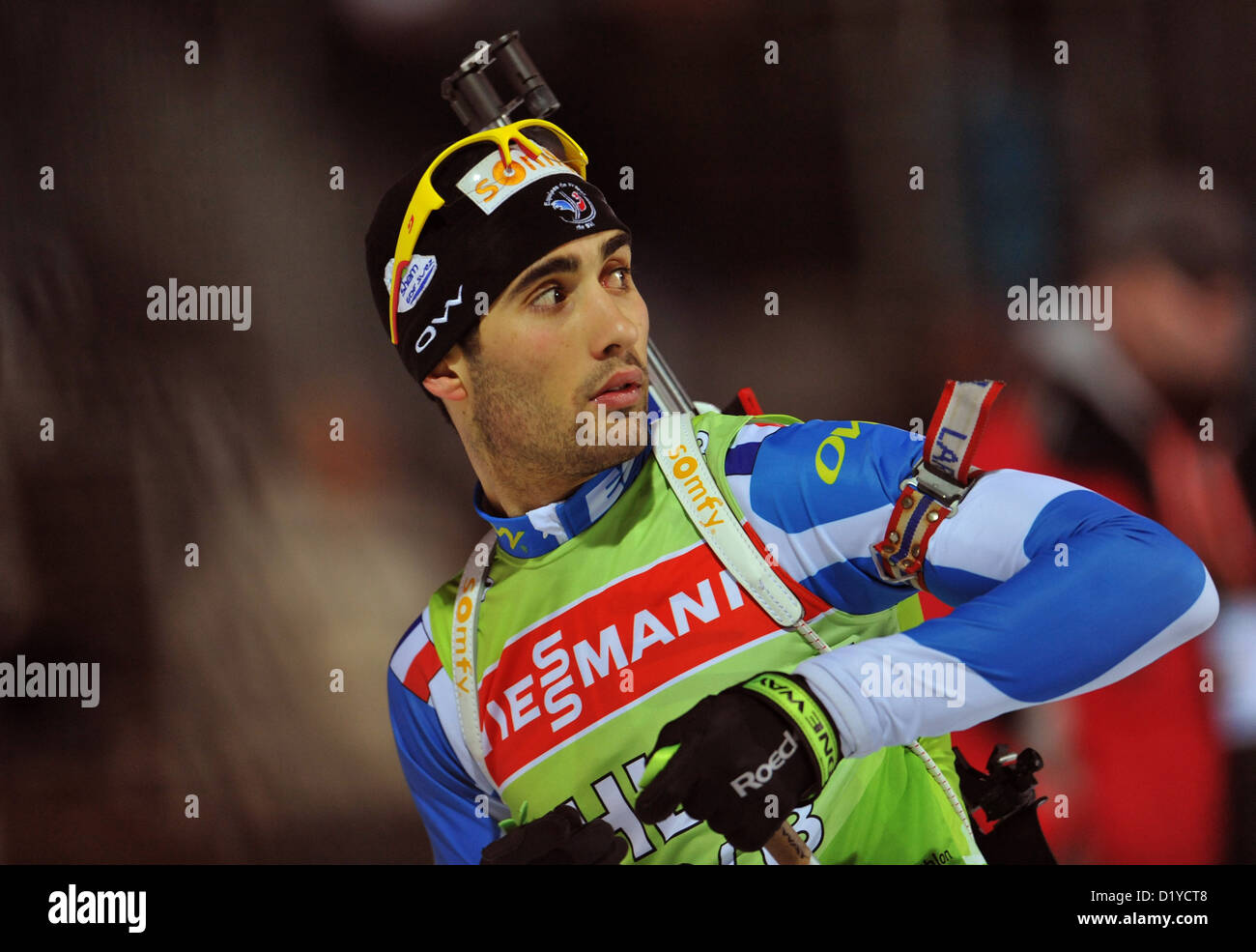 French biathlete Martin Fourcade stands at the shooting range one day ...