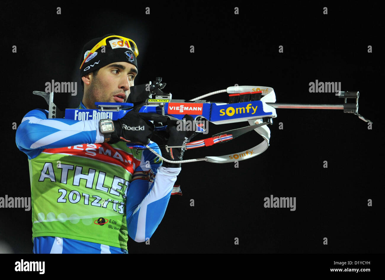 French biathlete Martin Fourcade stands at the shooting range one day ...