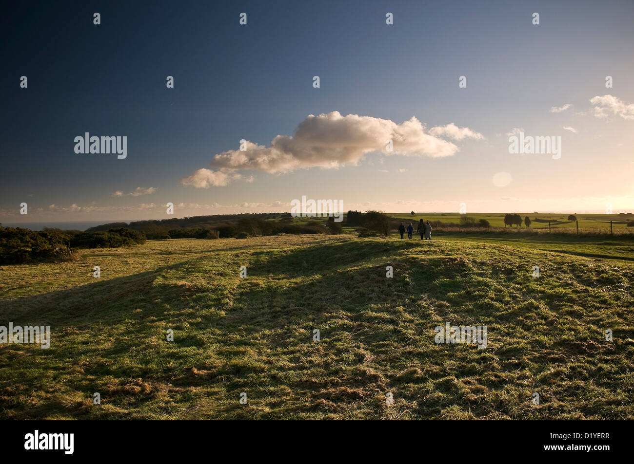 Bronze age barrow tumuli plundered south downs way eastbourne hi-res ...
