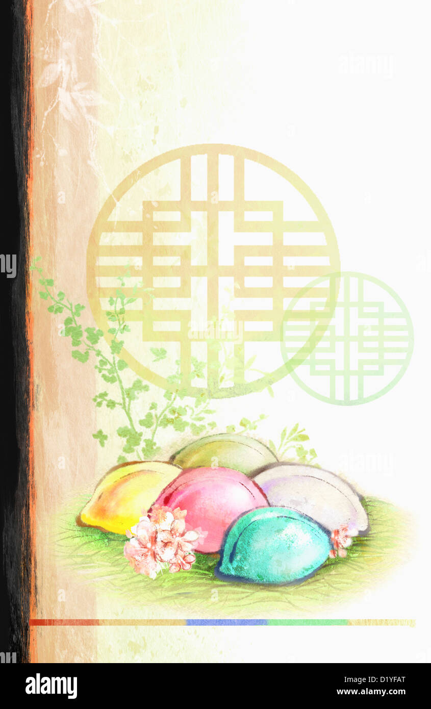 Korean painting of colourful rice cake Stock Photo - Alamy