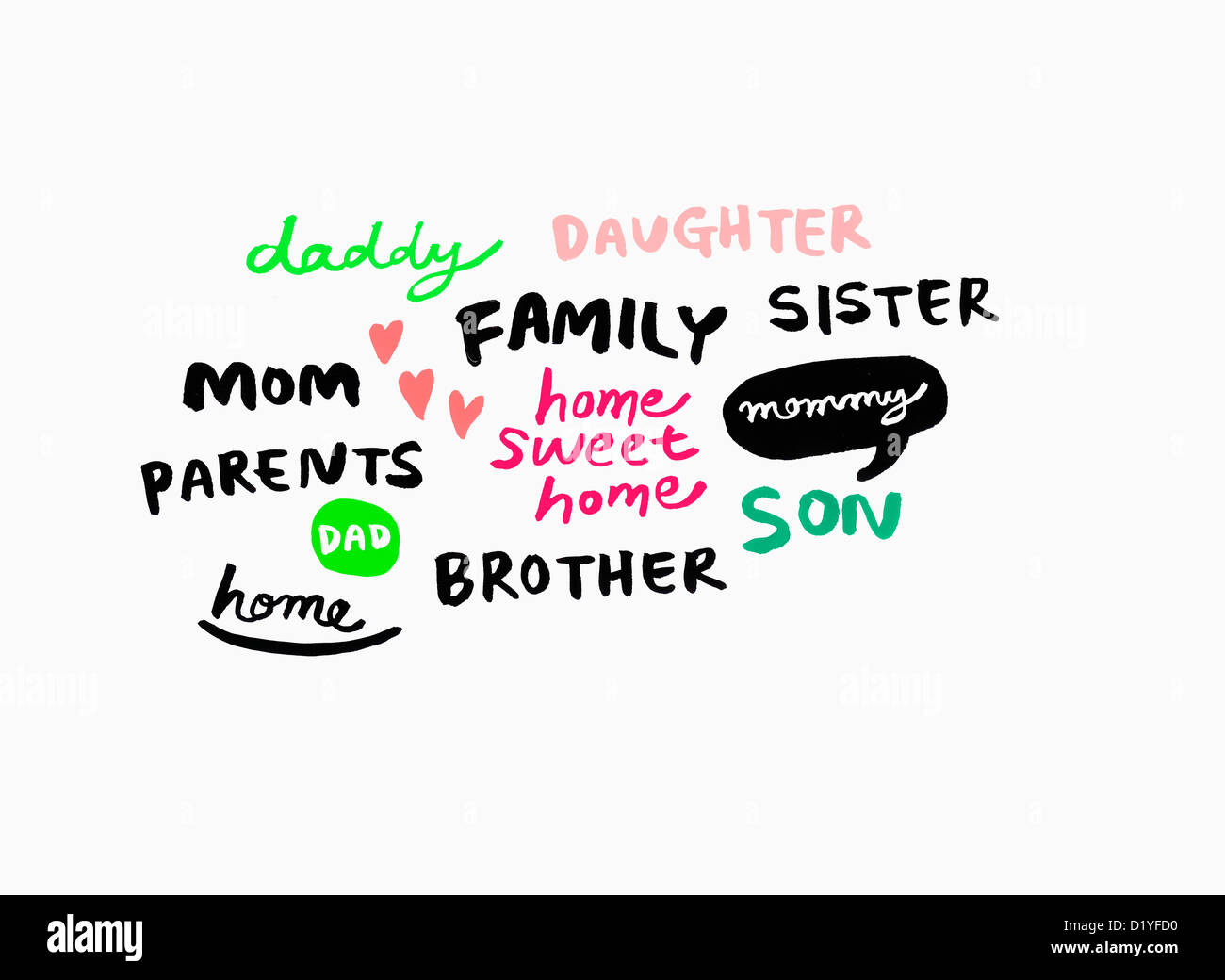 Illustration family members Cut Out Stock Images & Pictures - Alamy