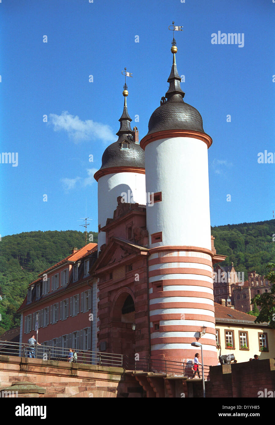Entrance Gate to Karl Theodor Bridge Heidelberg Stock Photo - Alamy